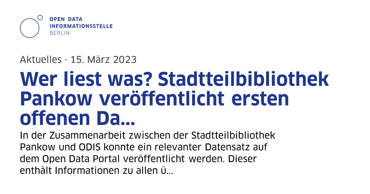 Wer liest was? Stadtteilbibliothek Pankow veröffentlicht ersten offenen ...